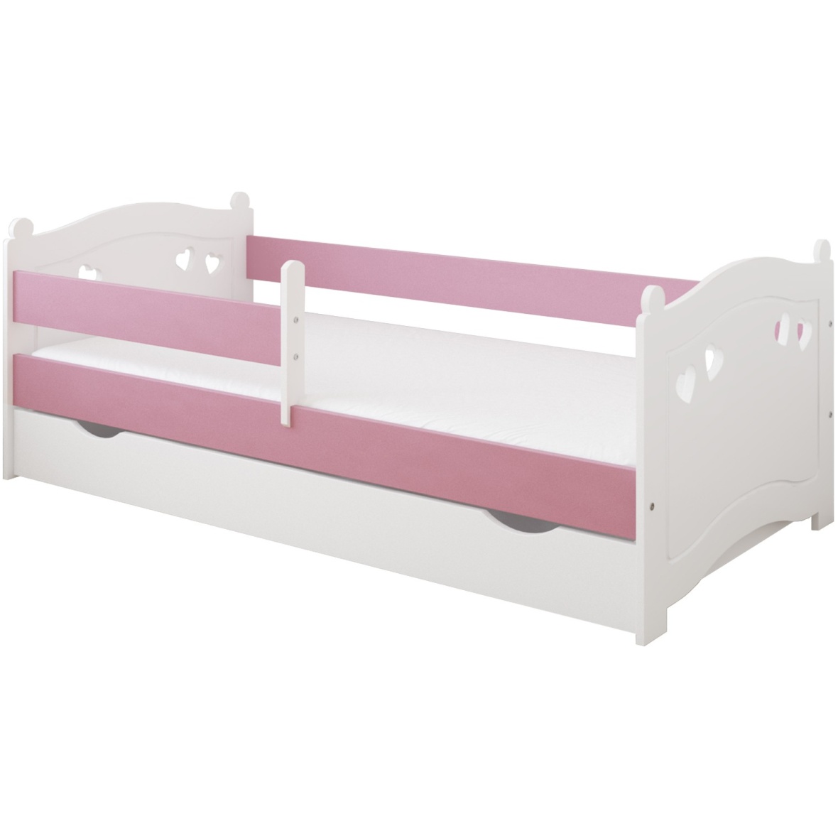 Lastevoodi Laura 160x80 pesukastiga valge/roosa | Krissed lastekaubad