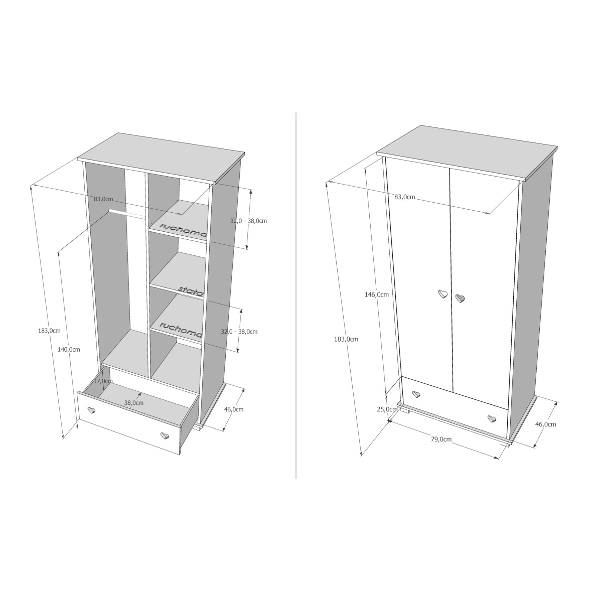 Riidekapp Classic sahtliga valge | Krissed lastekaubad